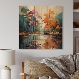 Designart "Yellow Pink Neo Primal Forest Collage" Forest Print on ...