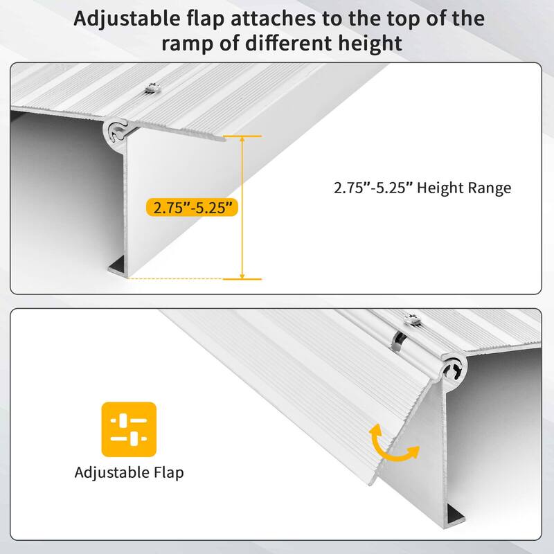 Gymax 5'' Door Threshold Ramp Aluminum Adjustable Rise Entry Ramp for ...