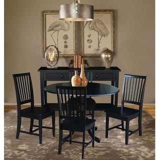 42 in. Drop Leaf Table with 4 Slat Back Dining Chairs - 5 Piece Set ...