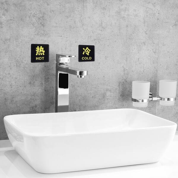 Hot/Cold Water Label 10Pairs Acrylic Square Sign Stickers Yellow/Black ...