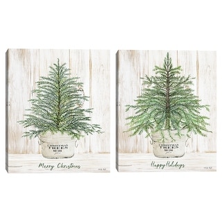 Happy Holidays Tree, Merry Christmas Tree Canvas Art Prints - Bed Bath ...