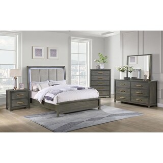 Erickson 5-piece Grey Bedroom Set with LED Headboard - Bed Bath ...