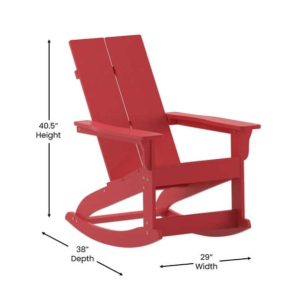 Modern 2-Slat Adirondack Poly Resin Rocking Chair for Indoor/Outdoor ...