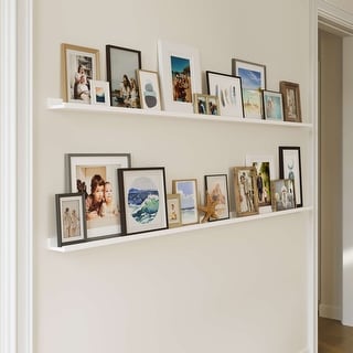 Wallniture 80 inch Extra Long Picture Shelf for Wall with Ledge ...