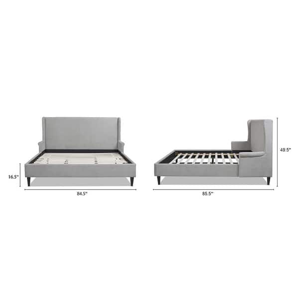 Clara Transitional Upholstered Wingback Shelter Platform Bed - Bed Bath ...