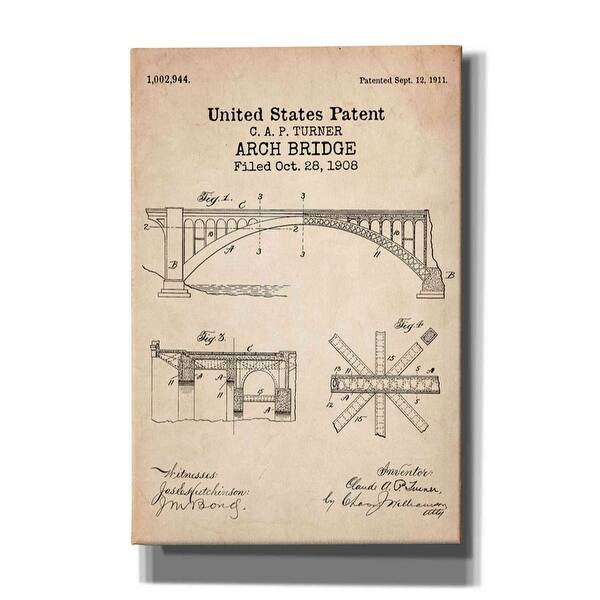 Epic Graffiti 'Arch Bridge Blueprint Patent Parchment' Canvas Wall Art ...