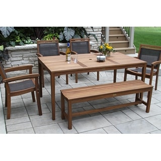 Eilaf 6 pc. Eucalyptus and Sling Dining Set with Bench - Bed Bath ...