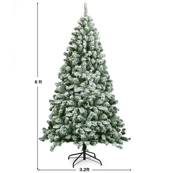 Costway 6FT Snow Flocked Artificial Christmas Tree Hinged w/928 Tips ...