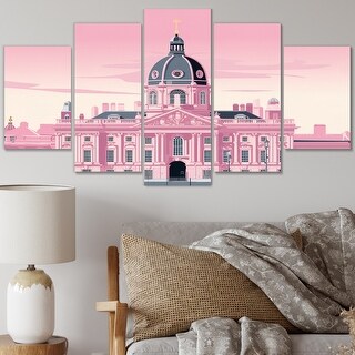 Designart "Pink Blueprint Of Classical London III" City London ...
