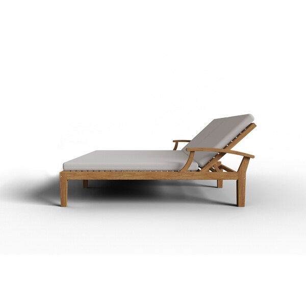Delaine Outdoor Teak Double Reclining Sun Lounger with Sunbrella Cushion Bed Bath Beyond 35644605