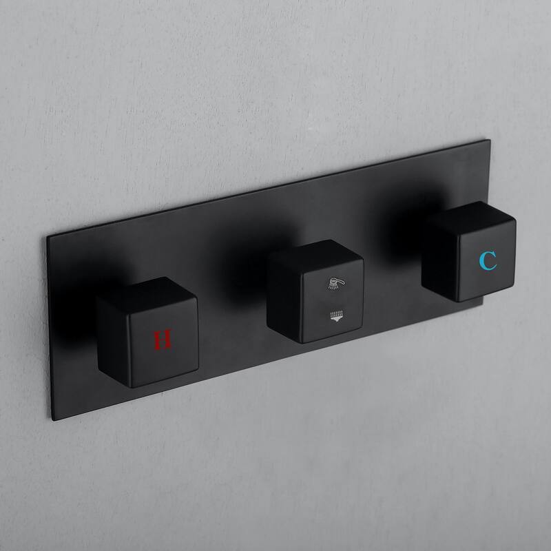 Three Handle Wall Mounted Matte Black Bathroom Shower System ...