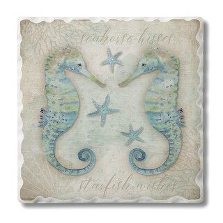 Counterart Absorbent Stone Coasters - Seahorses - Set of 4 - 4x4x1.484 ...