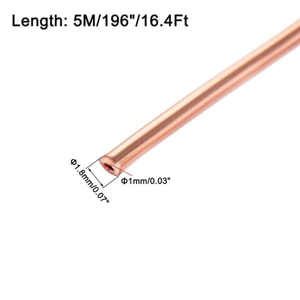 Refrigeration Tubing 1.8mm OD 0.8mm ID Copper Tubing Coil - 16.4Ft ...