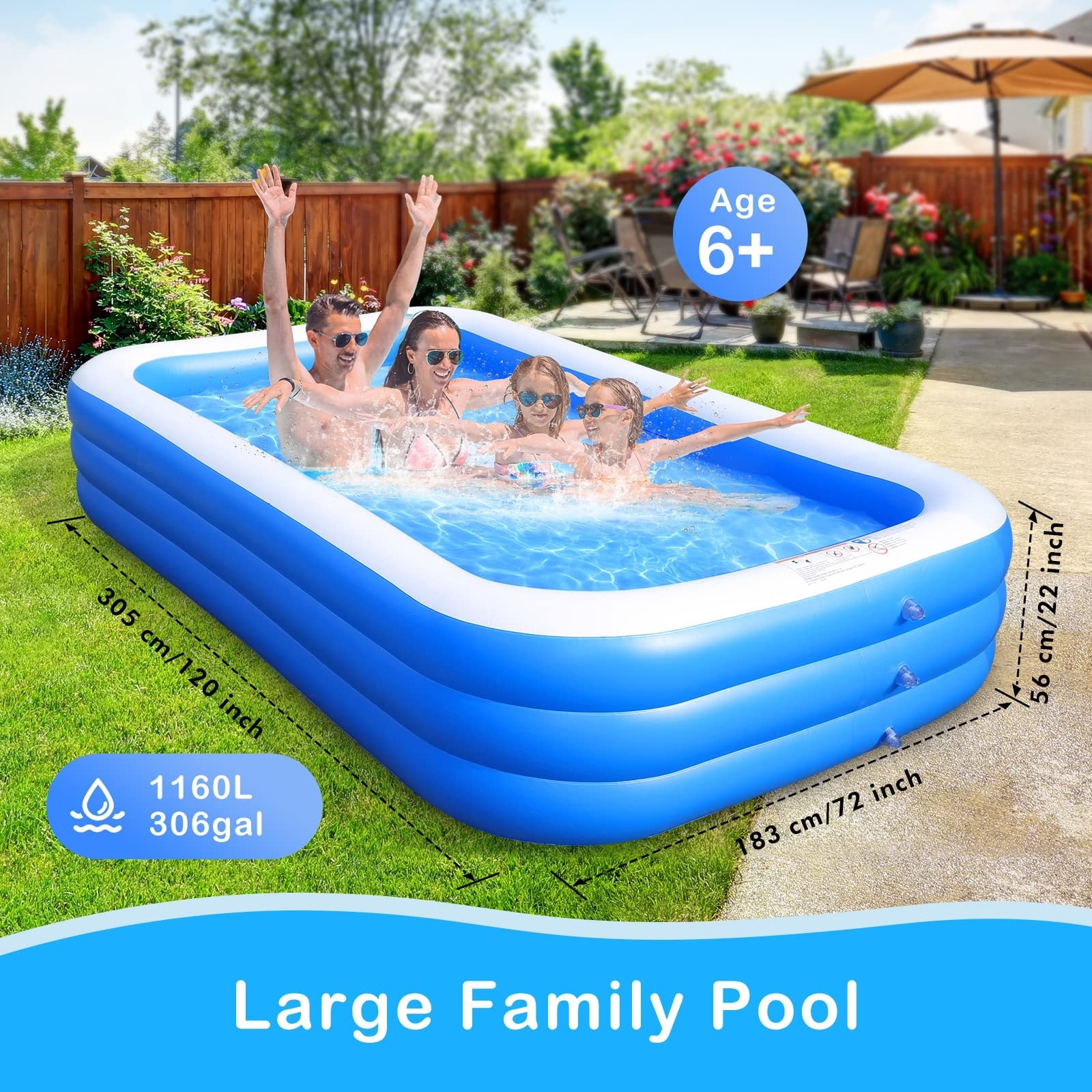 rectangular big inflatable pool