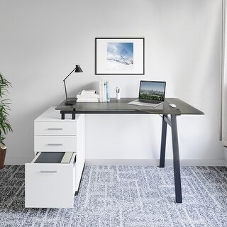 Topcraft Modern Black Home Office Desk with Drawers - Bed Bath & Beyond ...