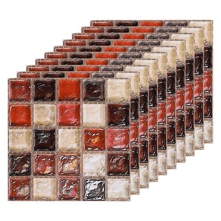 25Pcs Peel and Stick Tiles Backsplash, 4"x4" Thicken Mosaic Tile, Red ...