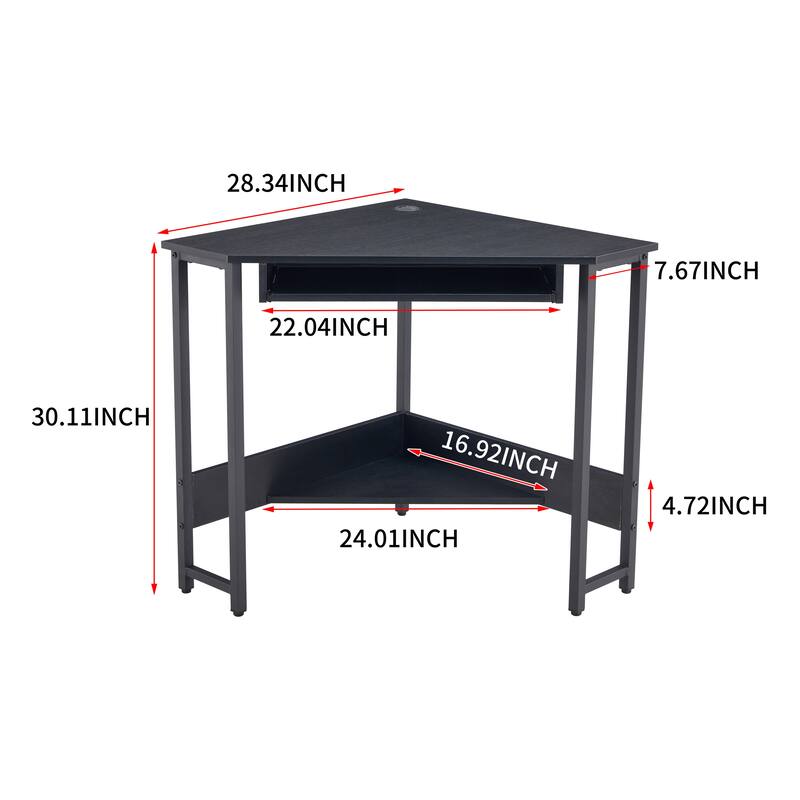 Triangle Computer Desk Corner Desk W/ Keyboard Tray & Storage Shelves ...