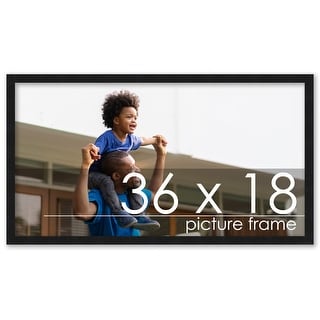 36x18 Contemporary Black Complete Wood Picture Frame with UV Acrylic ...