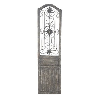 Wood Scroll Distressed Door Panel Home Wall Decor with Metal Wire ...
