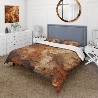 Designart "Brown tree bark Essence 2" Tree Bedding Cover Set ...