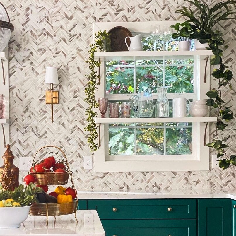 Calacatta Marble Herringbone 1" x 3" Honed Mosaic Tile - Bed Bath ...