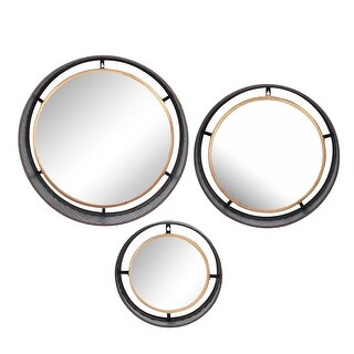 Set Of 3 Decorative Metal Frame Wall Mirrors, Gold, Round, 4"H, - 20" x ...