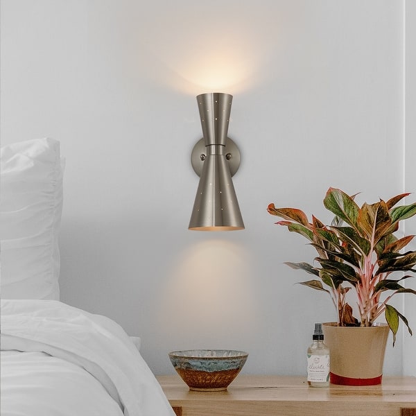 2-Light Mid-Century Modern Double Cone Pinhole Hourglass Wall Sconces ...
