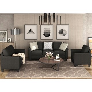 Complete Living Room Furniture Set with Loveseat, Single Chair, and ...