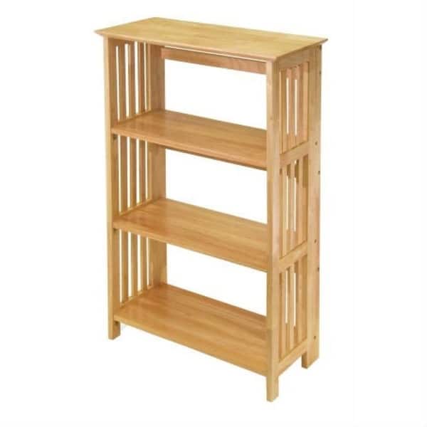 4-Shelf Wooden Folding Bookcase Storage Shelves in Natural Finish - 12 ...