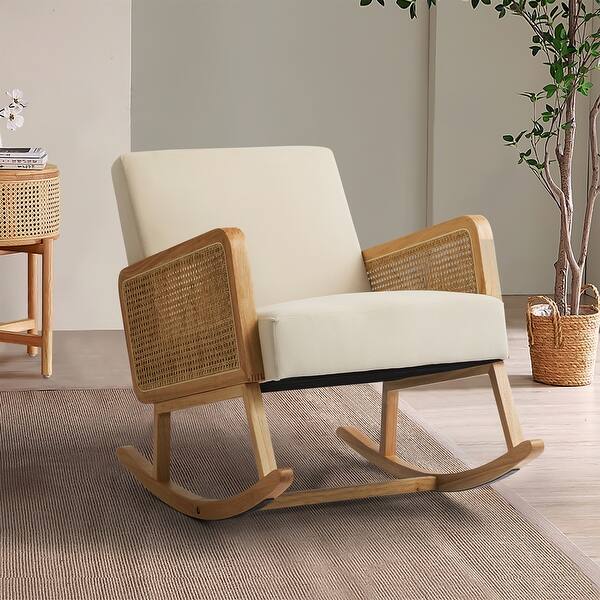 Rocking Chair with Rattan Arms - Bed Bath & Beyond - 36519969