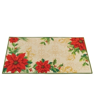 Festive Beautiful Poinsettia 4-Foot Long Accent Rug - 2X4 FT - Bed Bath ...