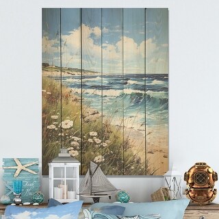 DESIGN ART "Flower Coastal Nostalgia" Coastal Beach Wood Wall Art ...