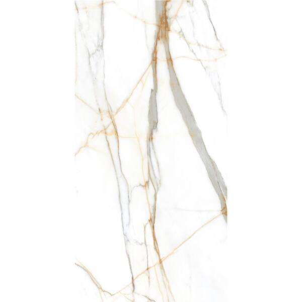 Porcelain Wall & Floor Tile Marble Look Glossy White Tile Calacatta ...