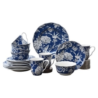 222 Fifth Adelaide 16-Piece Porcelain Dinnerware Set with Round Plates ...