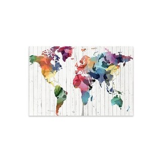 Wood Watercolor World Map Print On Acrylic Glass by Unknown Artist ...