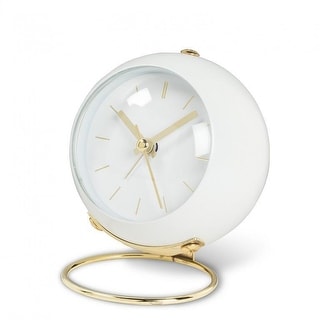 White Ball With Gold Loop Stand Alarm Clock - Bed Bath & Beyond - 42472614