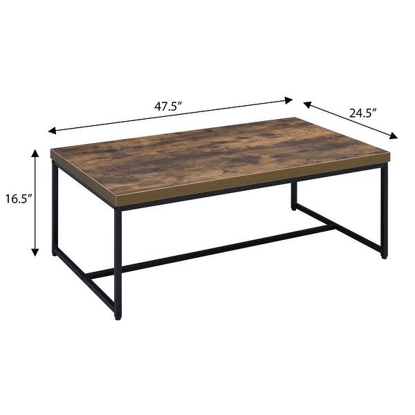 Mestica Weathered Oak and Black Rectangle Coffee Table - Bed Bath & Beyond - 38120716