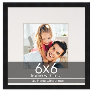6x6 Frame with Mat - Black 9x9 Frame Wood Made to Display Print or ...