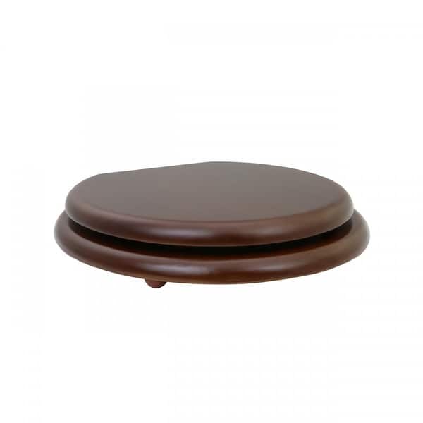 Wooden Round Toilet Seat with Lid Dark Oak Finish Commode Seats with ...