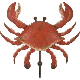Steamed Red Crab Coastal Single Wall Hook Wood 7.5 Inches - Multi - Bed ...