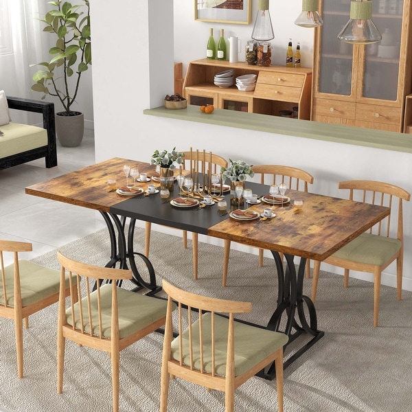 Dining Table for 8 People, 70.87-inch Rectangular Wood Kitchen Table ...