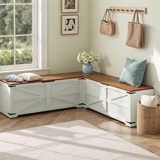 Moasis L-Shaped Corner Bench Seating with Wooden Storage Chest and ...
