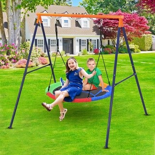 440lbs Swing Set, Swing Set with Heavy-Duty Metal A-Frame and ...