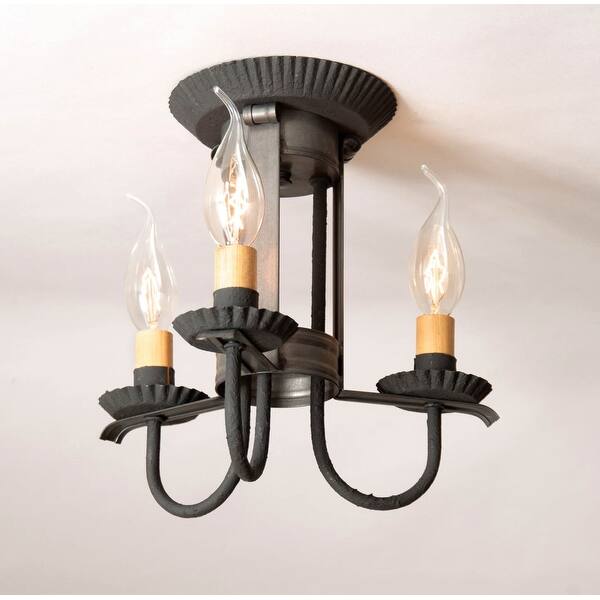 Irvins Country Tinware 3 Light Amherst Ceiling Light In Kettle Black ...