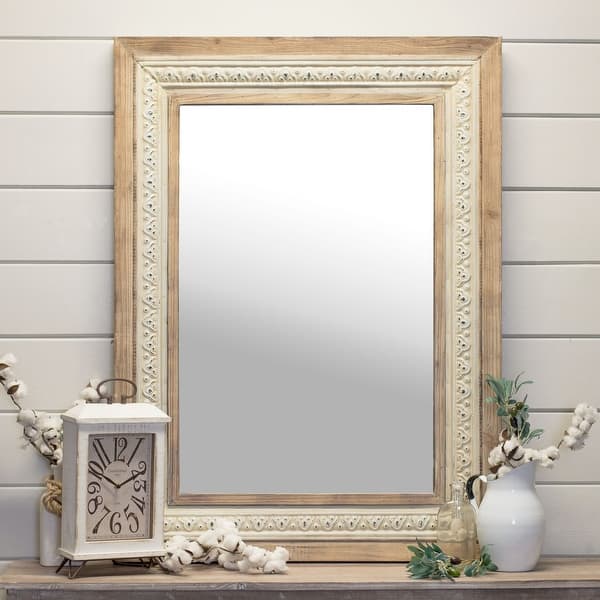 white distressed rectangular mirror