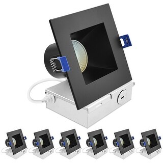 Luxrite 4 Inch Square LED Recessed Ceiling Light with J-Box, 12W, 5CCT ...
