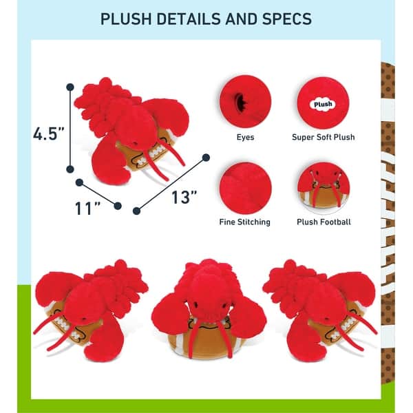 DolliBu Elegant Red Lobster Stuffed Animal with Football Plush Toy - 13 ...
