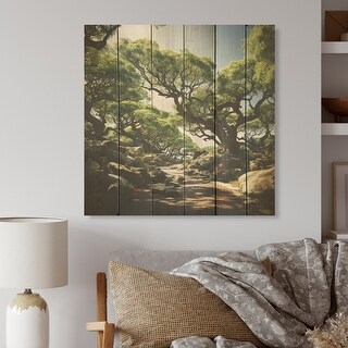Designart "Path By The Woodland In Greece" Tree Oak Wood Wall Decor ...