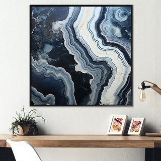 Designart "Blue Stone Geode Minimalism I" Spiritual Stone Framed Wall ...