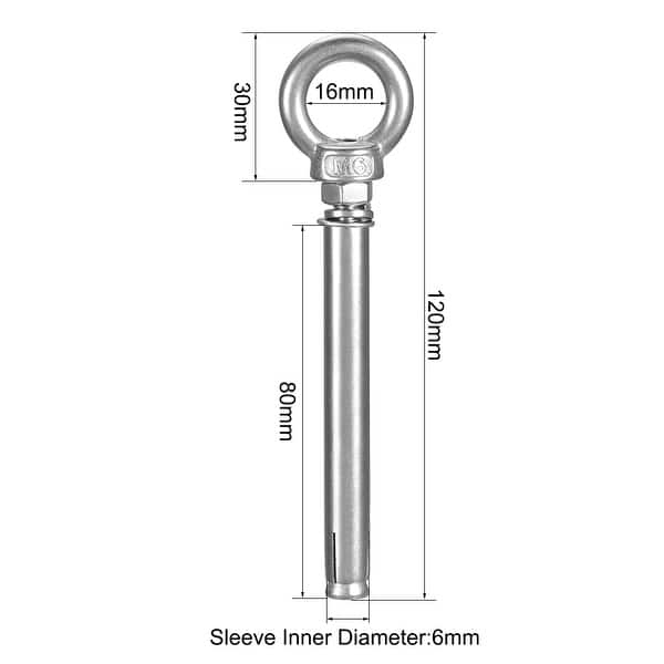 M6 x 100 Expansion Eyebolt Eye Nut Screw with Ring Anchor Raw Bolts 4 ...
